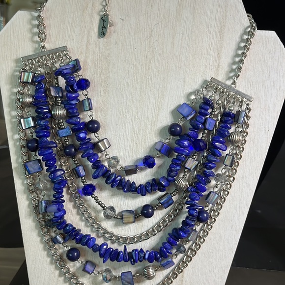 jules b | Jewelry | Jules B Silver Tone And Blue Bead Necklace 72 ...